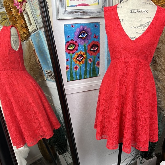 French Connection | Dresses | French Connection Red Dress Lace Size 6 ...
